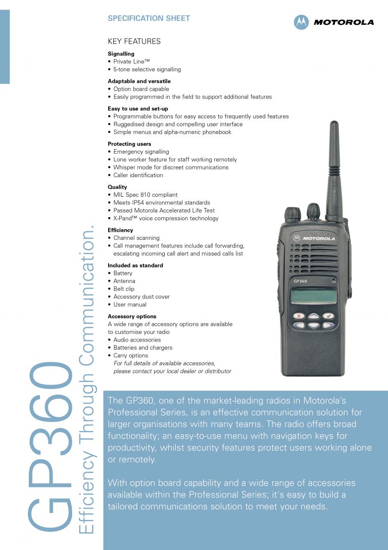 Motorola GP360 Two Way Radio - Motorola Suppliers | zaneme.net